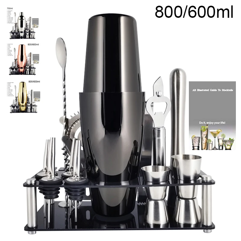 1-14-Teile-satz-600ml-750ml-Edelstahl-Cocktail-Shaker-Mixer-Trinken ...