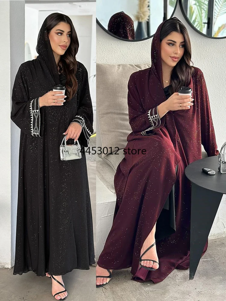 Eid-Embroidery-Abaya-for-Women-Muslim-Cardigan-Dress-Ramadan-Elegant ...