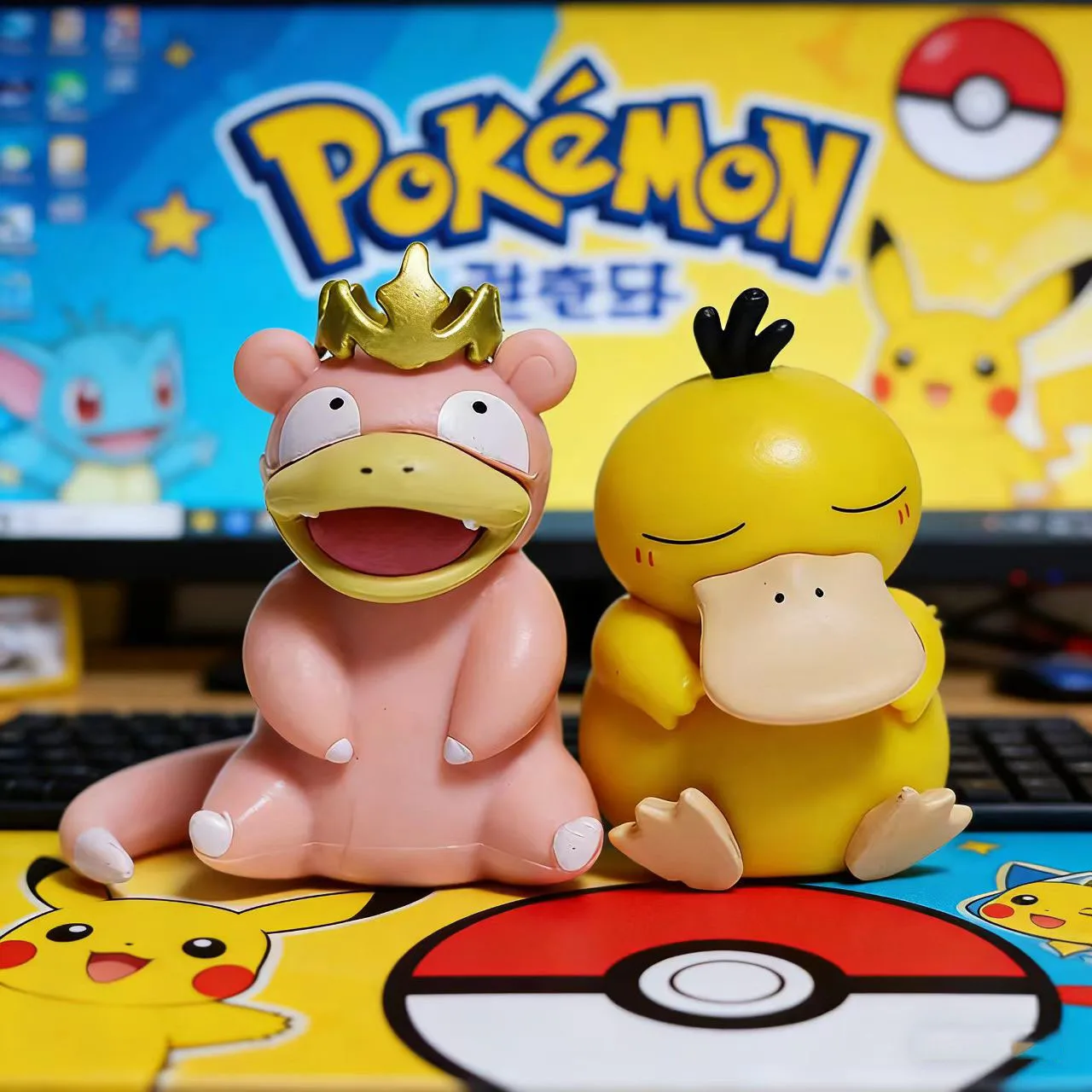 Pokemon Kawaii Anime Figure Cute Crown Slowpoke Sitting Posture Model ...