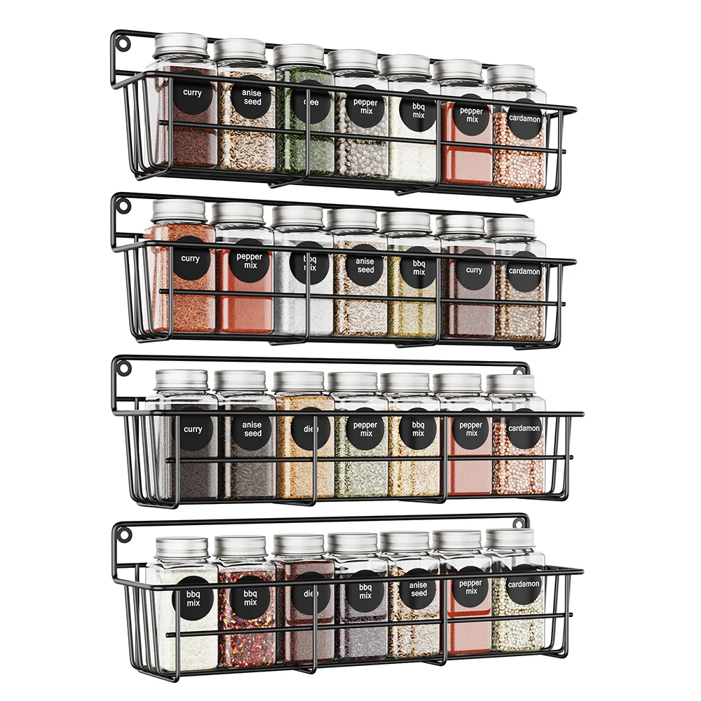 Anti-Rust 4 Pack Spice Rack Seasoning Organizer Wall Mount Spice ...