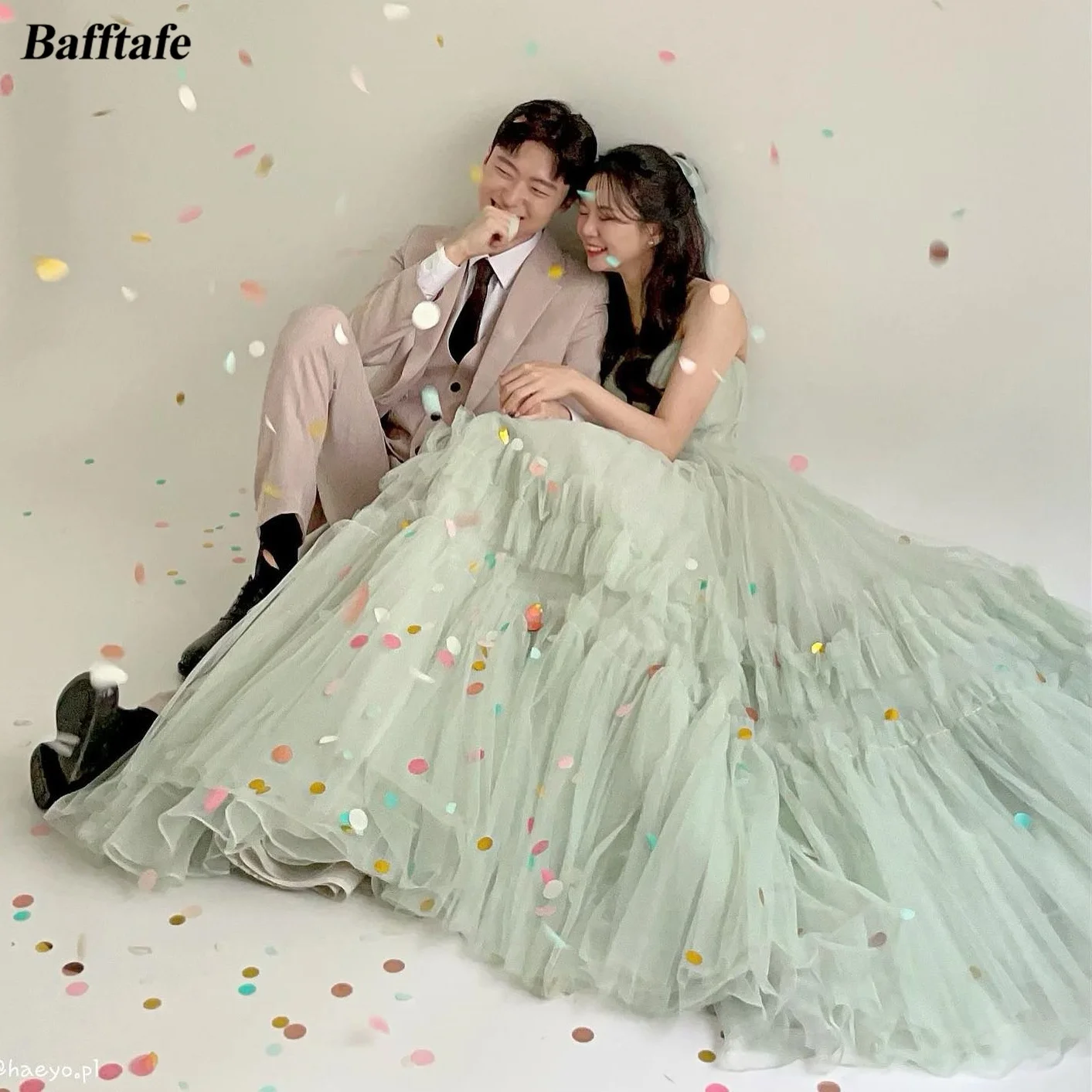 Bafftafe-Mint-Green-Tulle-Korea-Party-Dress-Formal-Prom-Dresses-Pleated ...