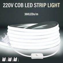 220V EU Plug COB LED Strip Light 360LEDs/m RA90 lampada da esterno ...