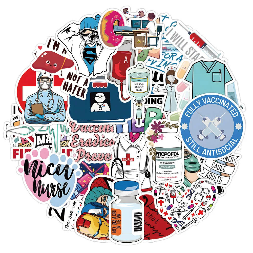 10-50Pcs-Nurse-Doctor-Graffiti-Stickers-International-Nurses-Day-Decals ...