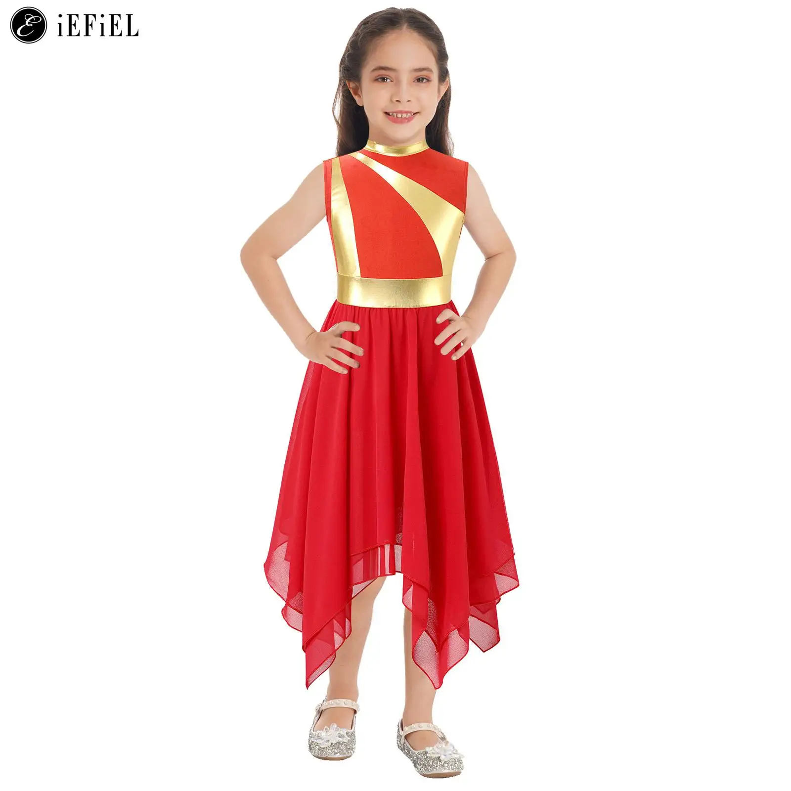 Kids-Girls-Shiny-Metallic-Sleeveless-Worship-Dress-Lyrical-Liturgical ...