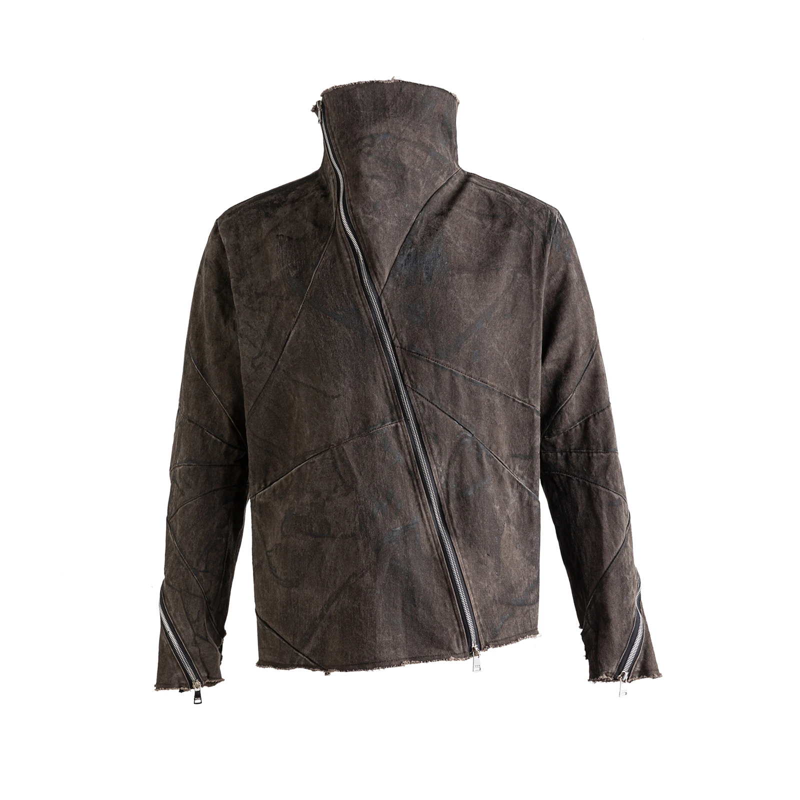 Original-Designer-WasteLand-Oblique-Zipper-Washed-Distressed-Stand ...