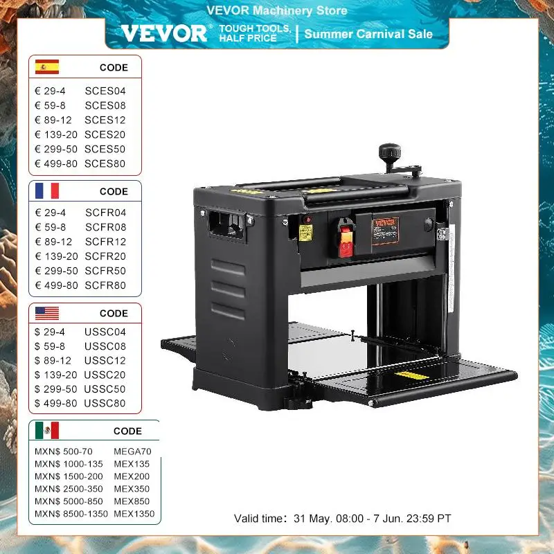 VEVOR-Thickness-Planer-13inch-Benchtop-Planer-with-Two-Blade-15-Amp ...