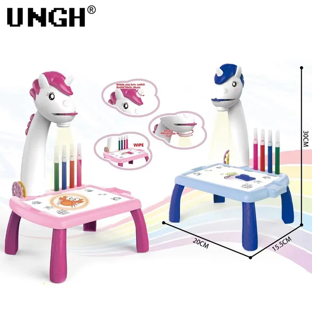 UNGH Children led projector drawing table toy painting set table ...