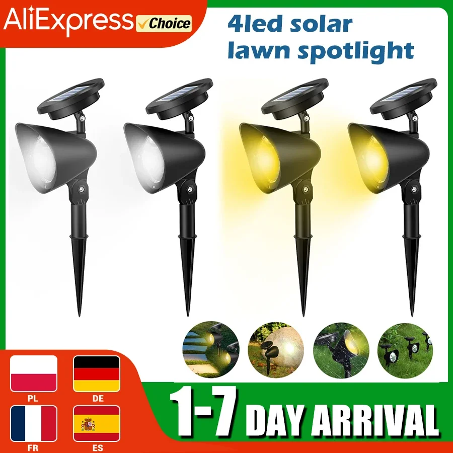4-LED-Solar-Spotlight-Garden-Reflector-Lamp-Powered-Outdoor-Lighting ...