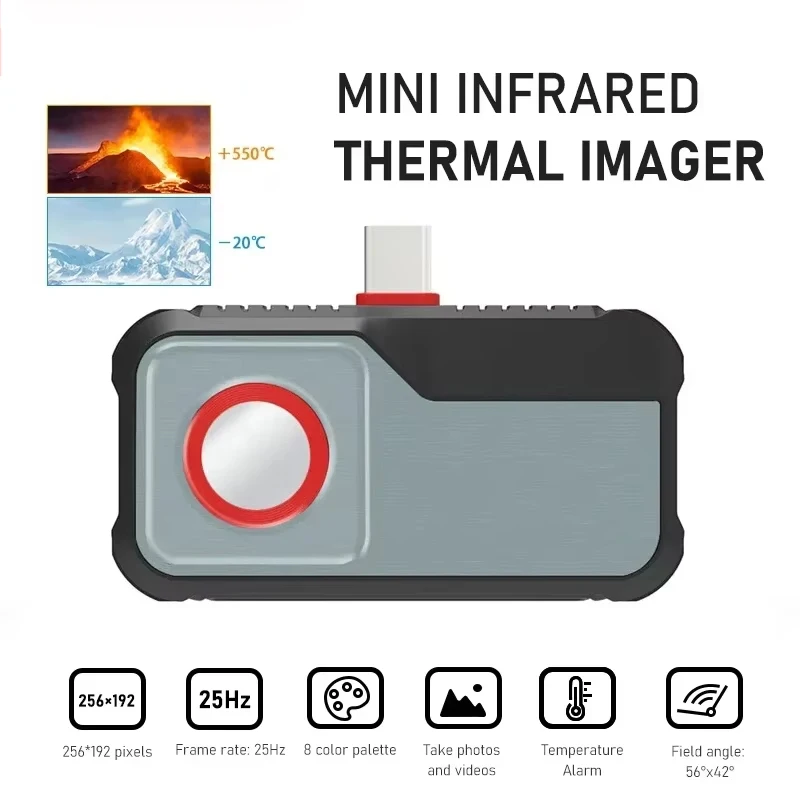 Thermal-Camera-256-192-Pixels-Android-Type-C-Mobile-Phone-20-C-550-C ...