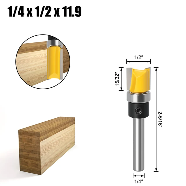 6mm/6.35mm shank flush trim router lâmina bit modelo padrão bit tendo 1 ...