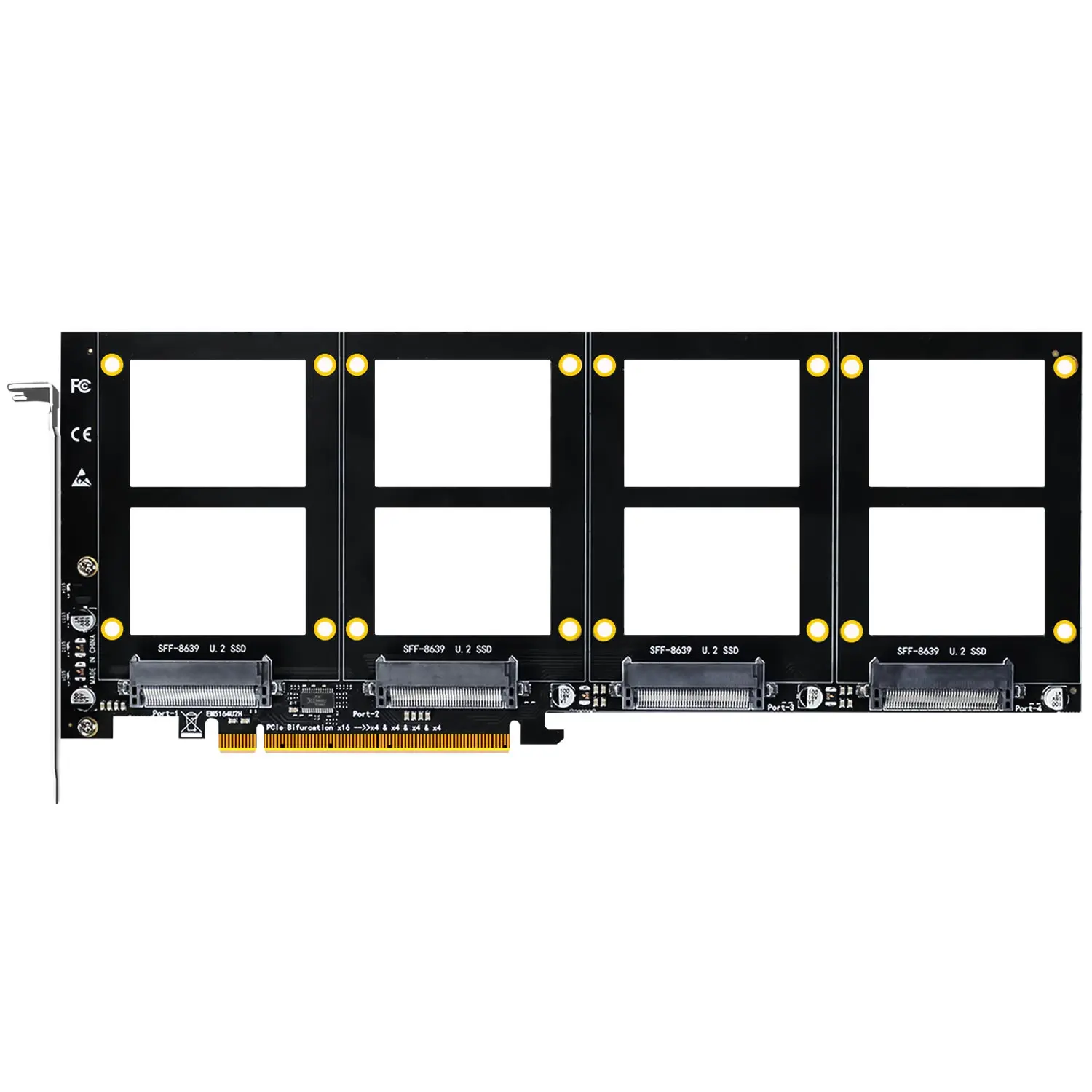 4-slot U.2 PCIe Adapter for 4 U.2 SSD, Software U.2 SSD RAID, No PCIe ...
