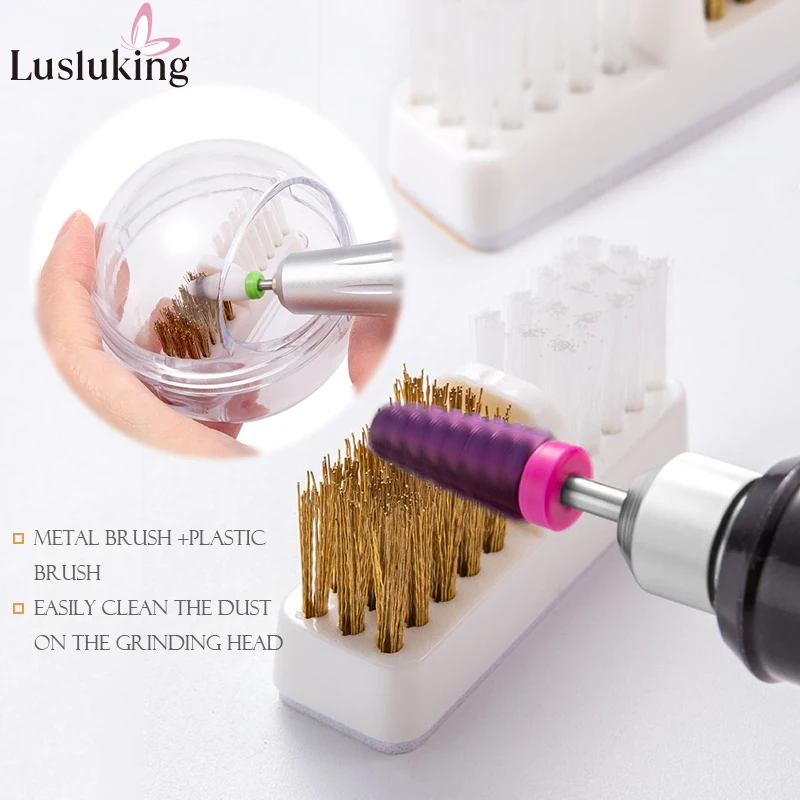 Electric-Nail-Drill-Bits-Cleaning-Brush-with-Dustproof-Box-Portable ...