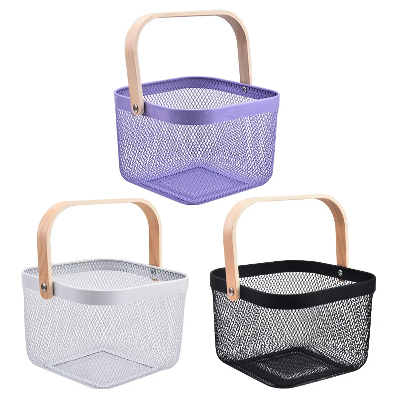 Nordic-Iron-Hand-held-Storage-Basket-Outdoor-Picnic-Fruit-and-Vegetable ...