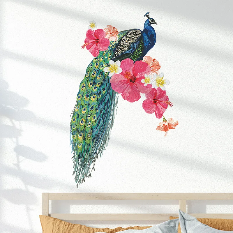 Colored Peacock Wall Sticker Living Room Sofa Background Decoration ...