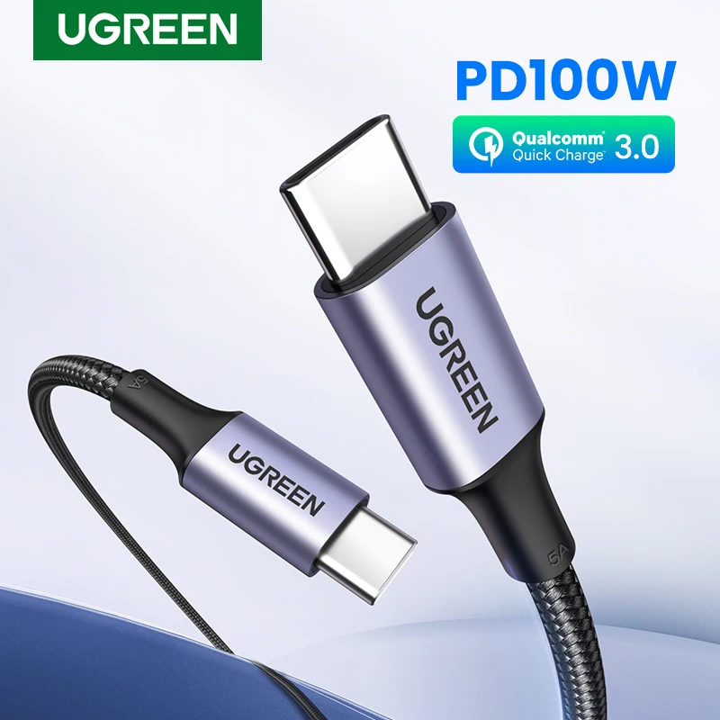 UGREEN Cable USB tipo C de carga rápida, accesorio para Samsung S20, PD100W, 60W, MacBook, iPad ...