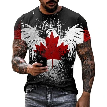 3D Canada Flag Maple Leaf Printed T Shirt for Men Summer O Neck Short ...