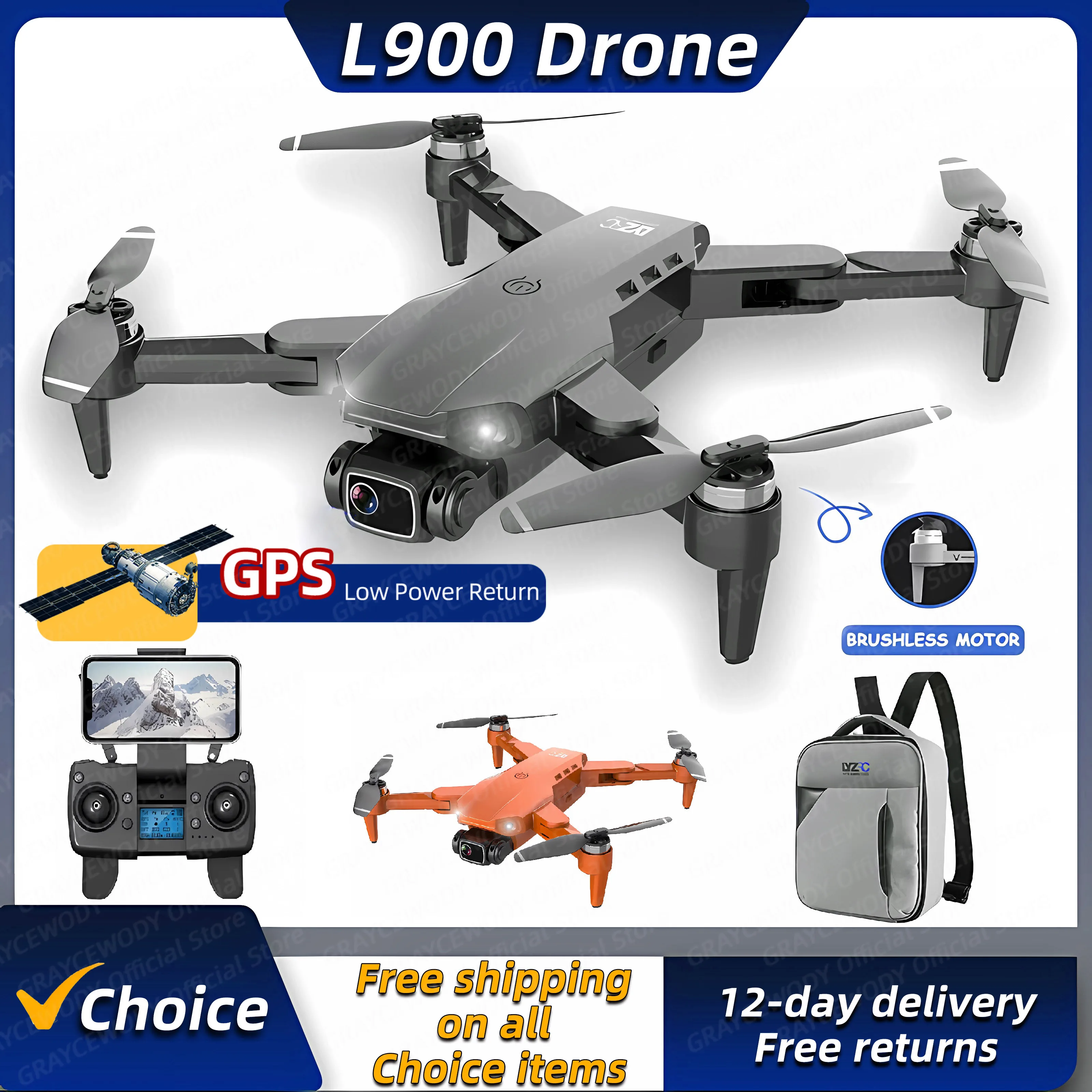 L900 PRO GPS Drone 4K HD Professional Dual Camera Aerial Stabilization ...