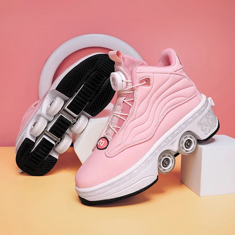 Deformation-Roller-Skates-Shoes-Four-Wheels-Running-Shoes-Roller-Skates ...