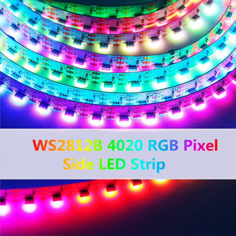 Narrow PCB WS2812B Side Glow Pixel LED Strip 4020 SMD RGB 60 72 120 ...