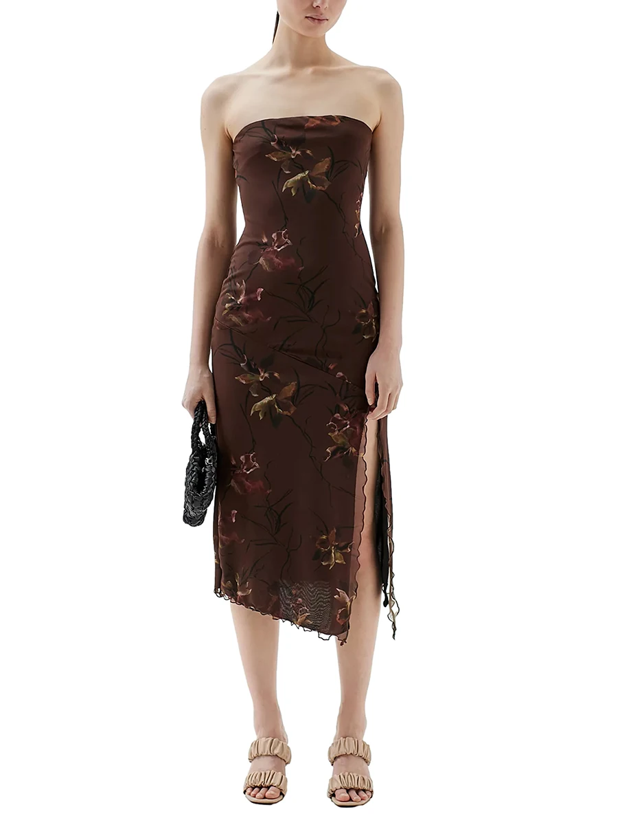 Women-Floral-Split-Dress-Summer-Backless-Mesh-Dress-Sexy-Strapless ...