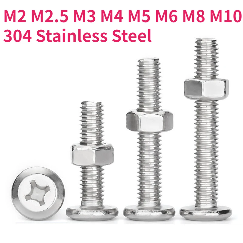 M2 M2.5 M3 M4 M5 M6 M8 M10 304 Stainless Steel Phillips Cross Large ...