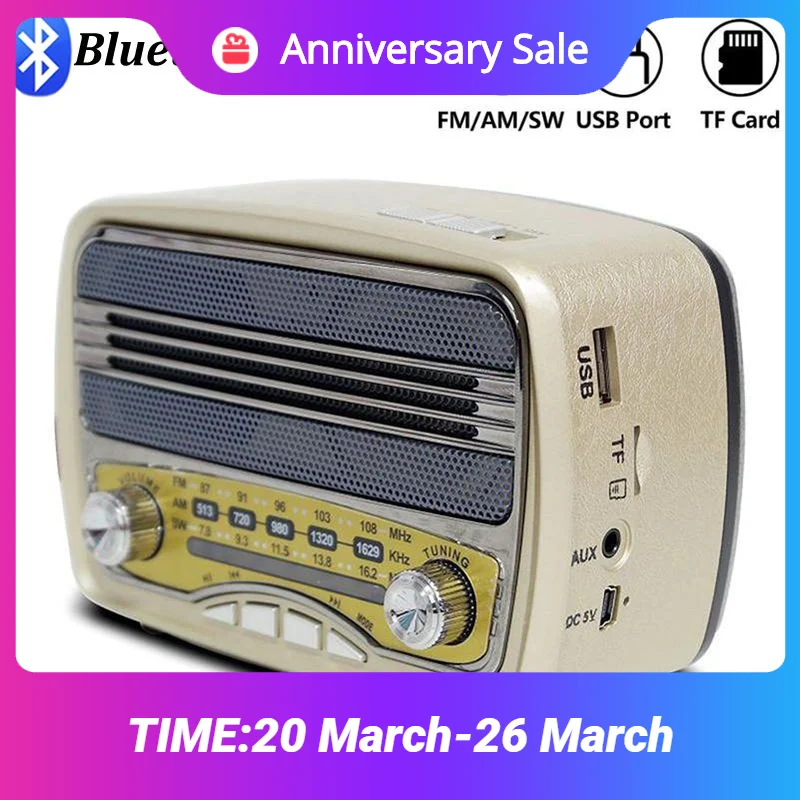 Portable-Retro-Radio-FM-AM-SW-Receiver-Vintage-Bluetooth-Speaker-TF-USB ...