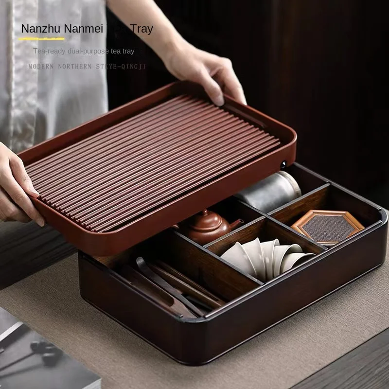 Multifunctional-Bamboo-Tea-Tray-Drainage-Tea-Set-Storage-Box-Living ...