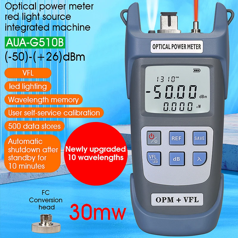 COMPTYCO-3-in-1-Fiber-Optic-Power-Meter-VFL-LED-Light-70-10-50-26DBM ...