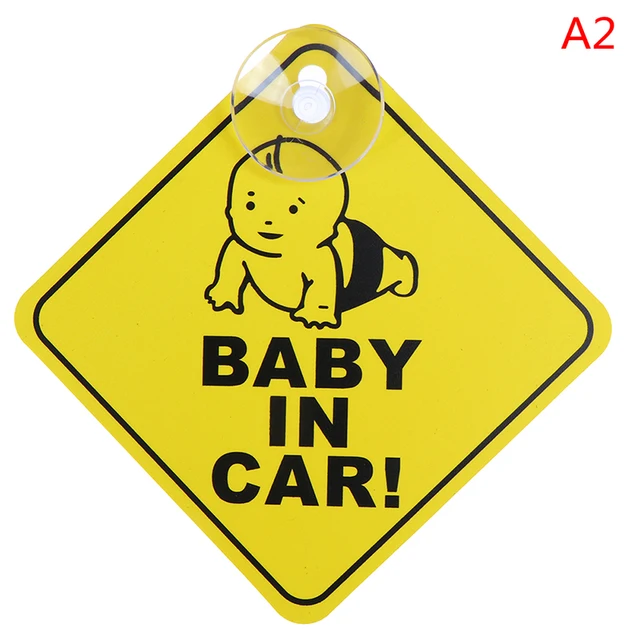 Baby On Board Safety Car Window Suction Cup Yellow Warning Sign ...