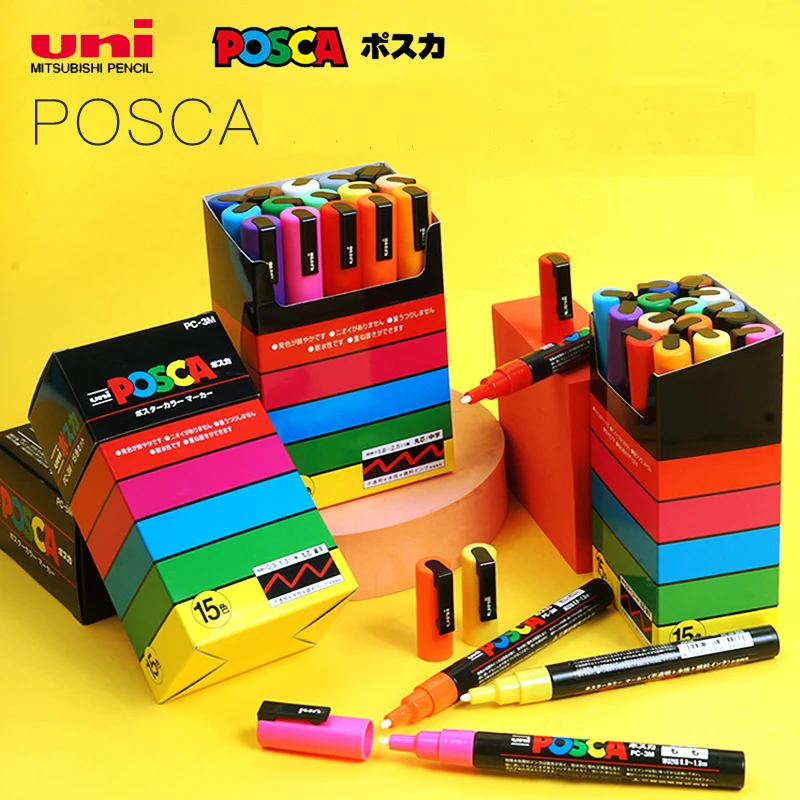 UNI-POSCA-Marker-Set-PC-1M-3M-5M-POP-Poster-Advertising-Art-Supplies ...