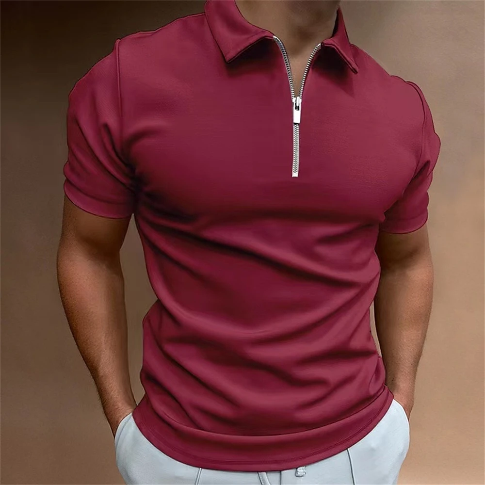 Simple-Polo-Shirt-For-Men-Solid-Golf-Clothing-Daily-Casual-High-Quality ...