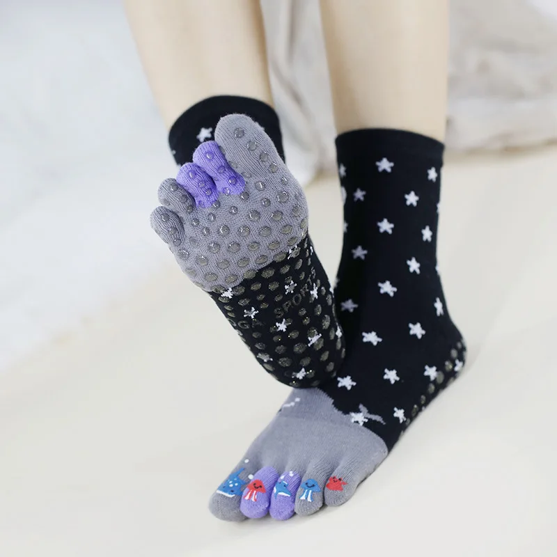 Full-Toe-Yoga-Socks-Women-Korean-Japan-Cotton-Cartoon-Silicone-Non-slip ...
