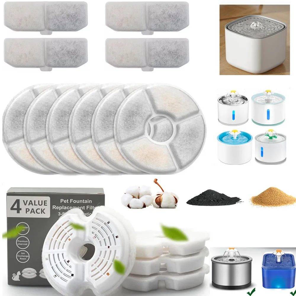 Pack of 8/12 Pet Water Fountain Filters Cat Dog Replacement Activated ...