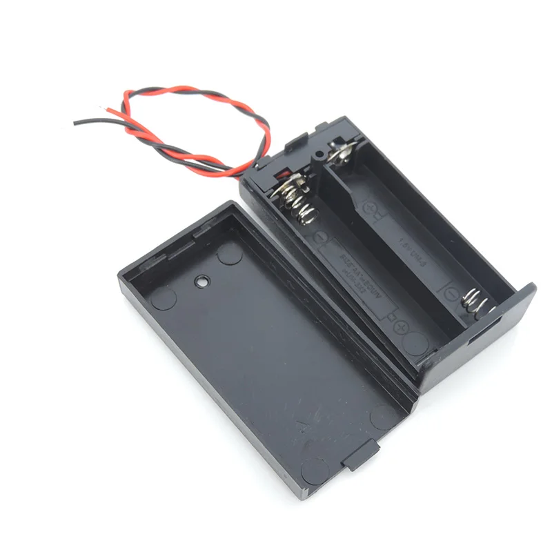 2AA 2XAA 3V Black Battery Storage Case Box Holder Connector ON/OFF ...