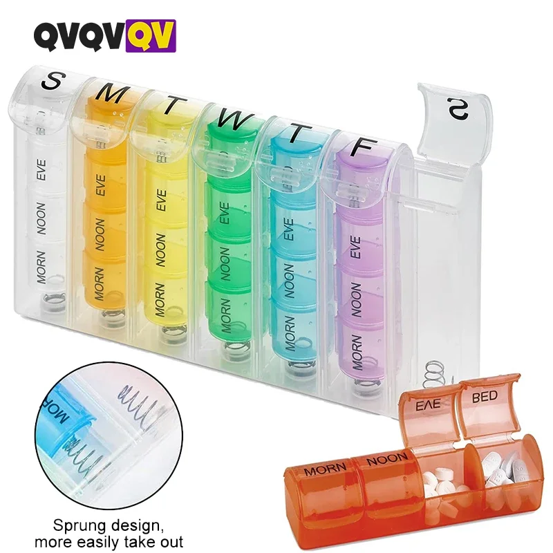 1PCS Weekly Pill Organizer 4 Times a Day, 7-Day Pill Boxes , 28 ...