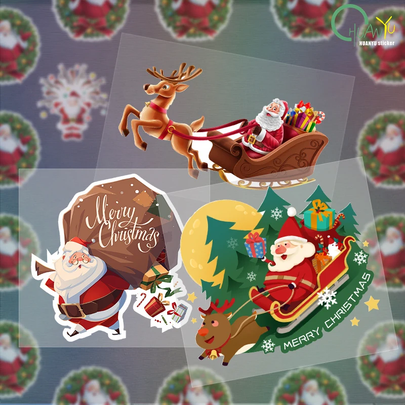 Santa-Claus-Christmas-Stickers-Cartoon-Waterproof-Reflective-Stickers ...