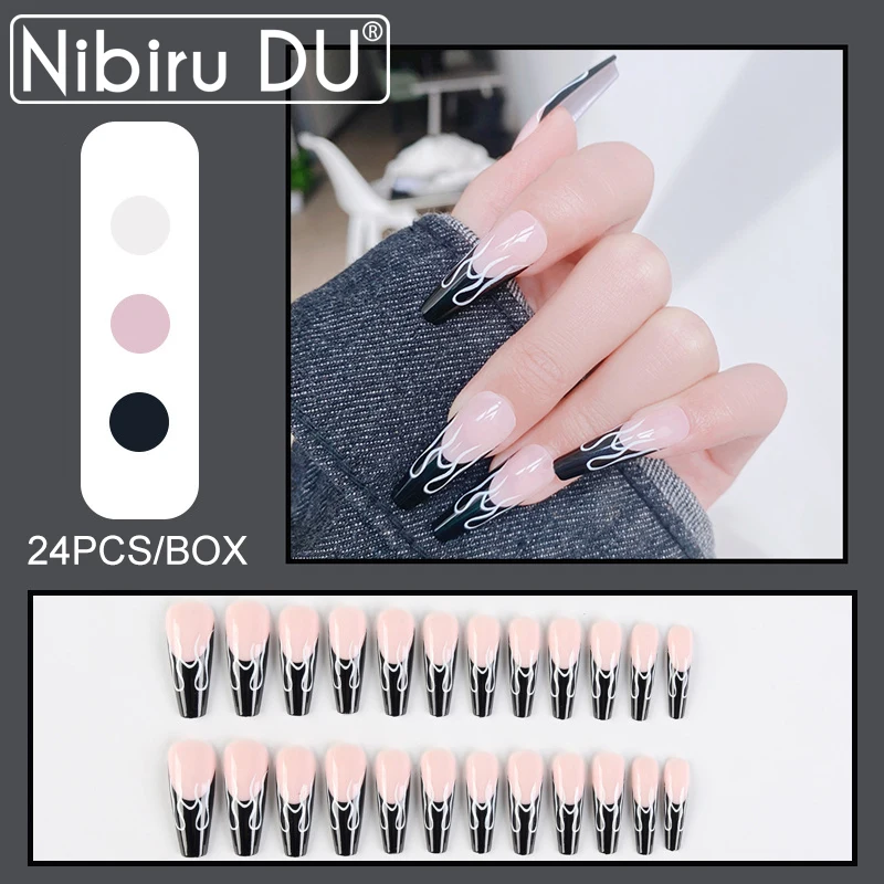 24pcs/box Pink Short Ballerina False Nails Ballet Fake Nails Press On ...