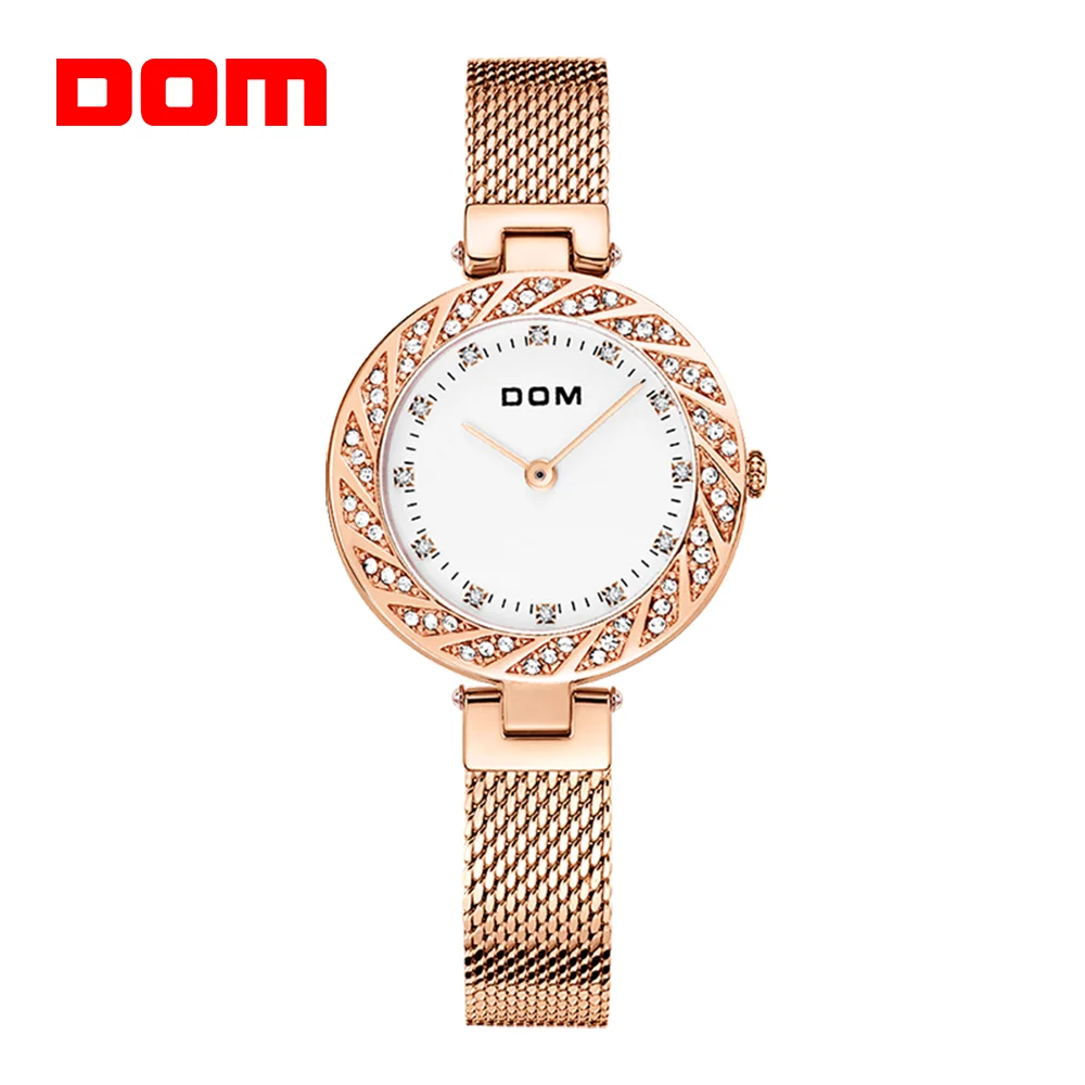 DOM Women Watch Top Brand Luxury Quartz Wrist Watch Casual Steel Mesh ...