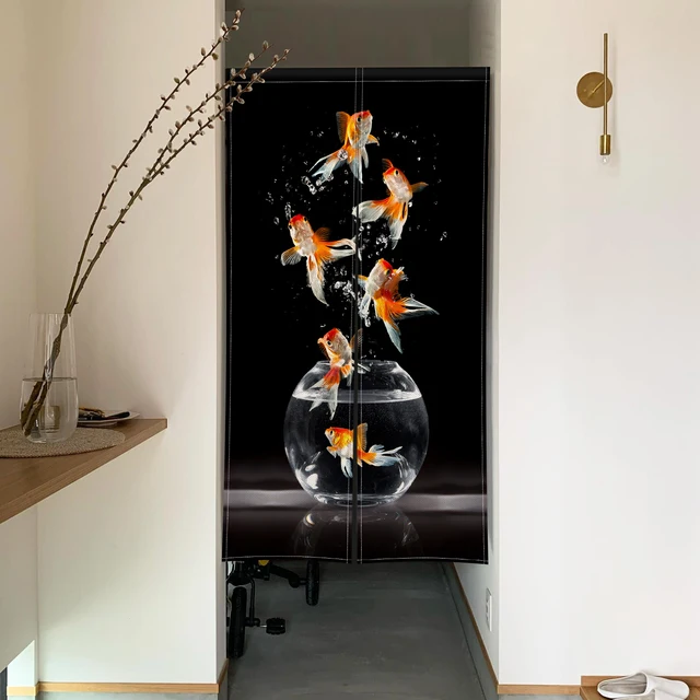 Japanese Split Noren Door Curtain Chinese Koi Lanturn Plant Linen ...