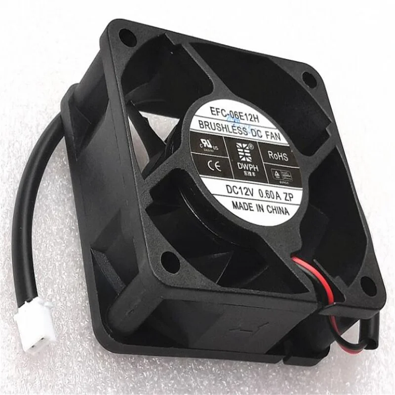 Original DWPH 6025 6CM EFC-06E12H 12V 0.6A 2 line 2.5 plug fan ...