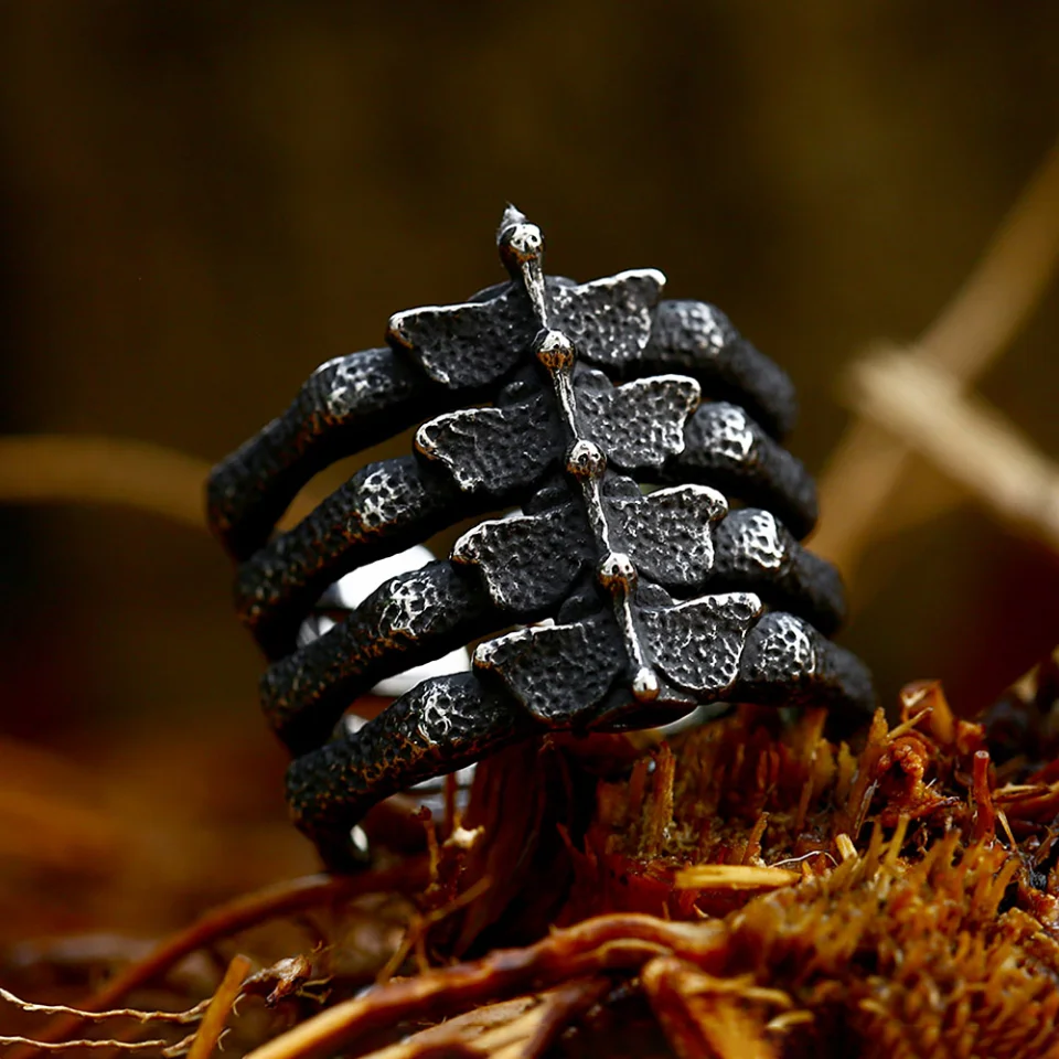 Gothic Vintage Satanic Demon Skull Ring For Men Stainless Steel Punk ...