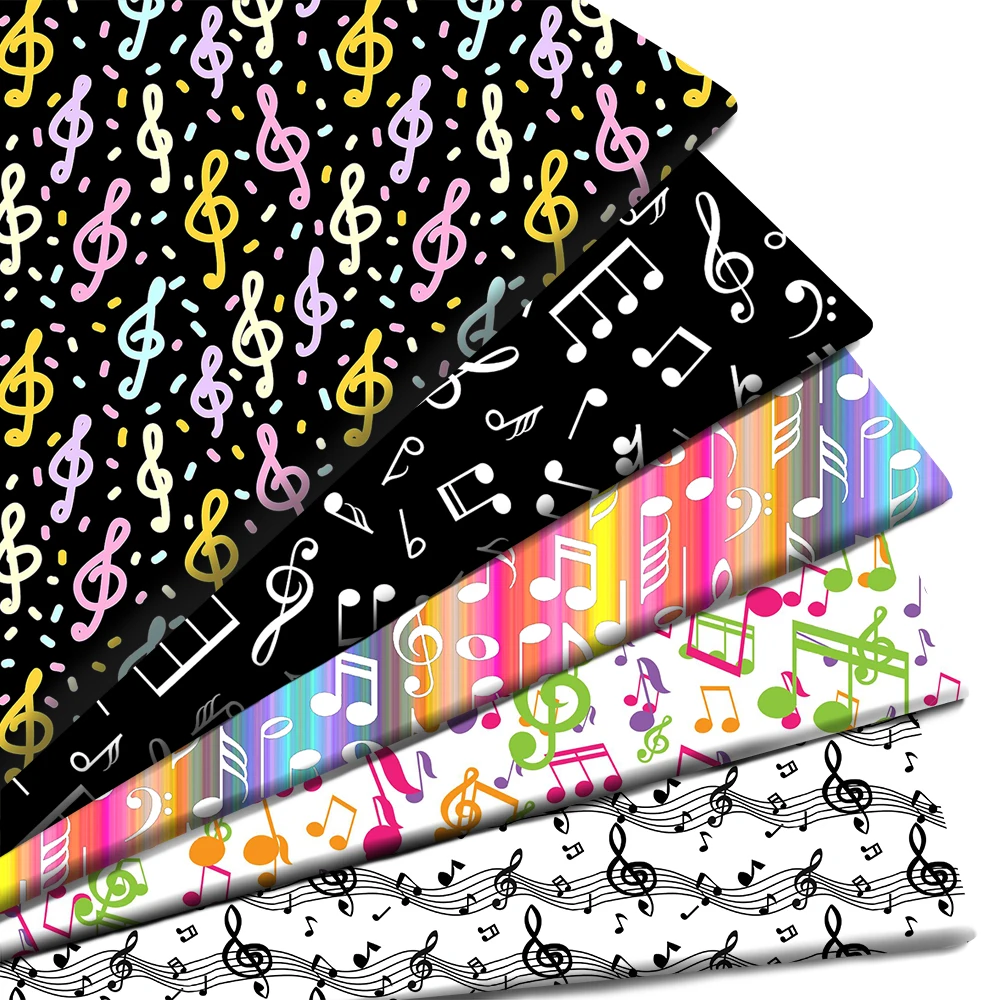 Music-Notes-Instrument-Note-Printed-Polyester-Pure-Cotton-Material ...
