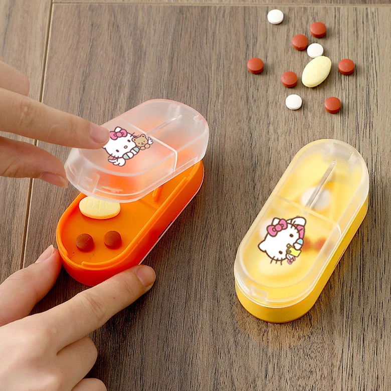 Hello Kittys Drugs Tablet Cutter Anime Kt Cartoon Home Pill Storage Box ...