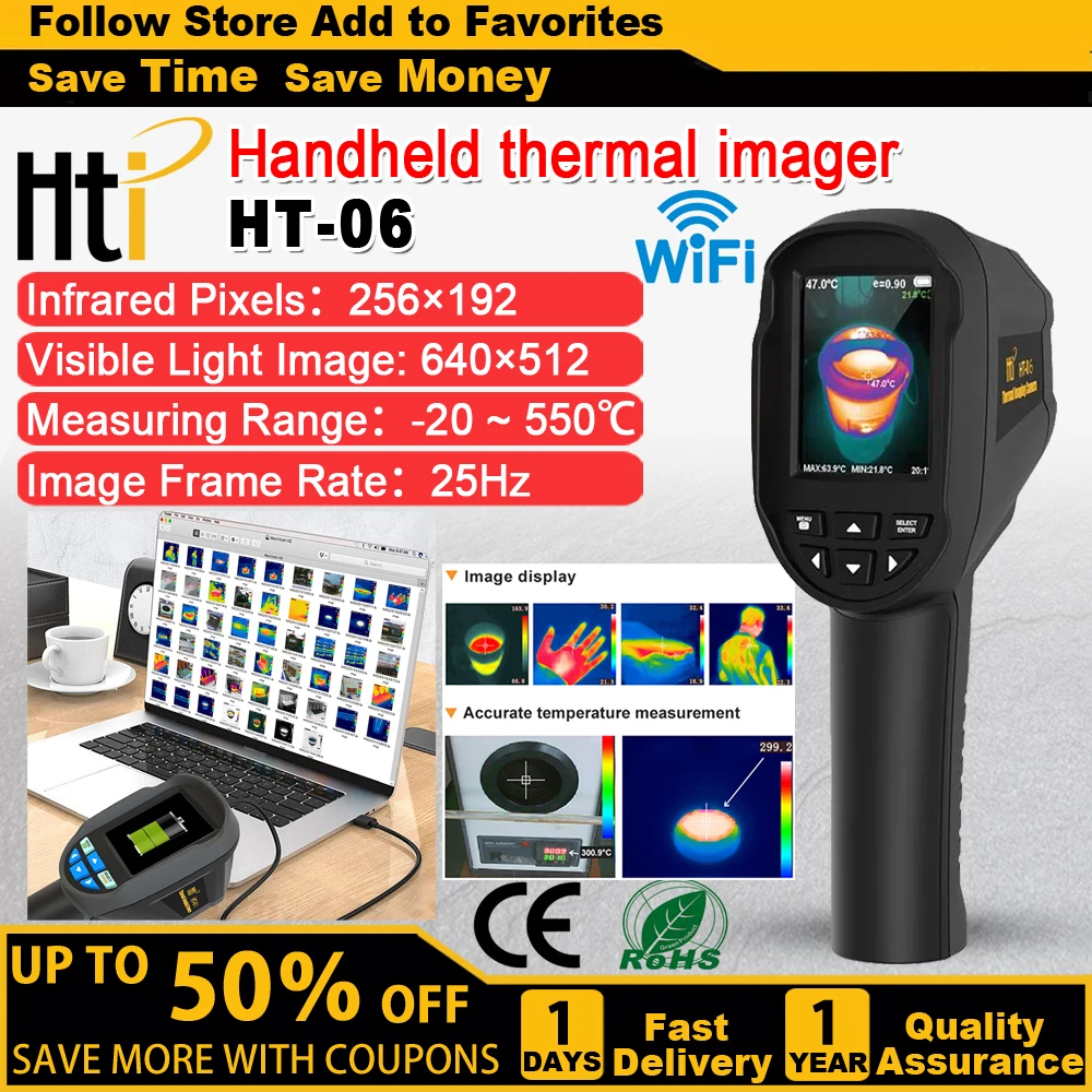 HTI-HT-06-256-192-Pixels-WIFI-Cam-ra-Thermique-Infrarouge-Transmission ...