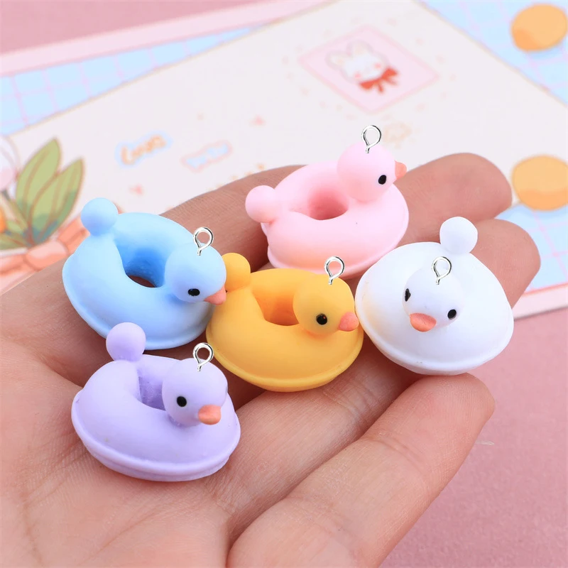 10pcs/pack 3D Duck Swimming Circle Resin Charms Funny Cute Animal ...
