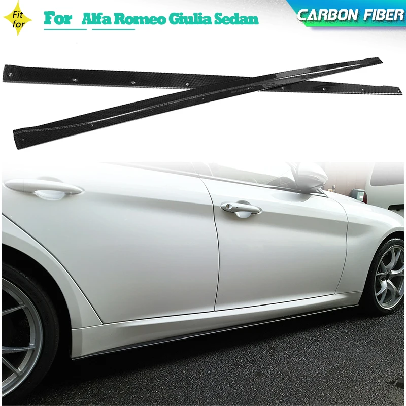 Carbon Fiber Car Side Skirts Bumper Aprons for Alfa Romeo Giulia Sedan ...