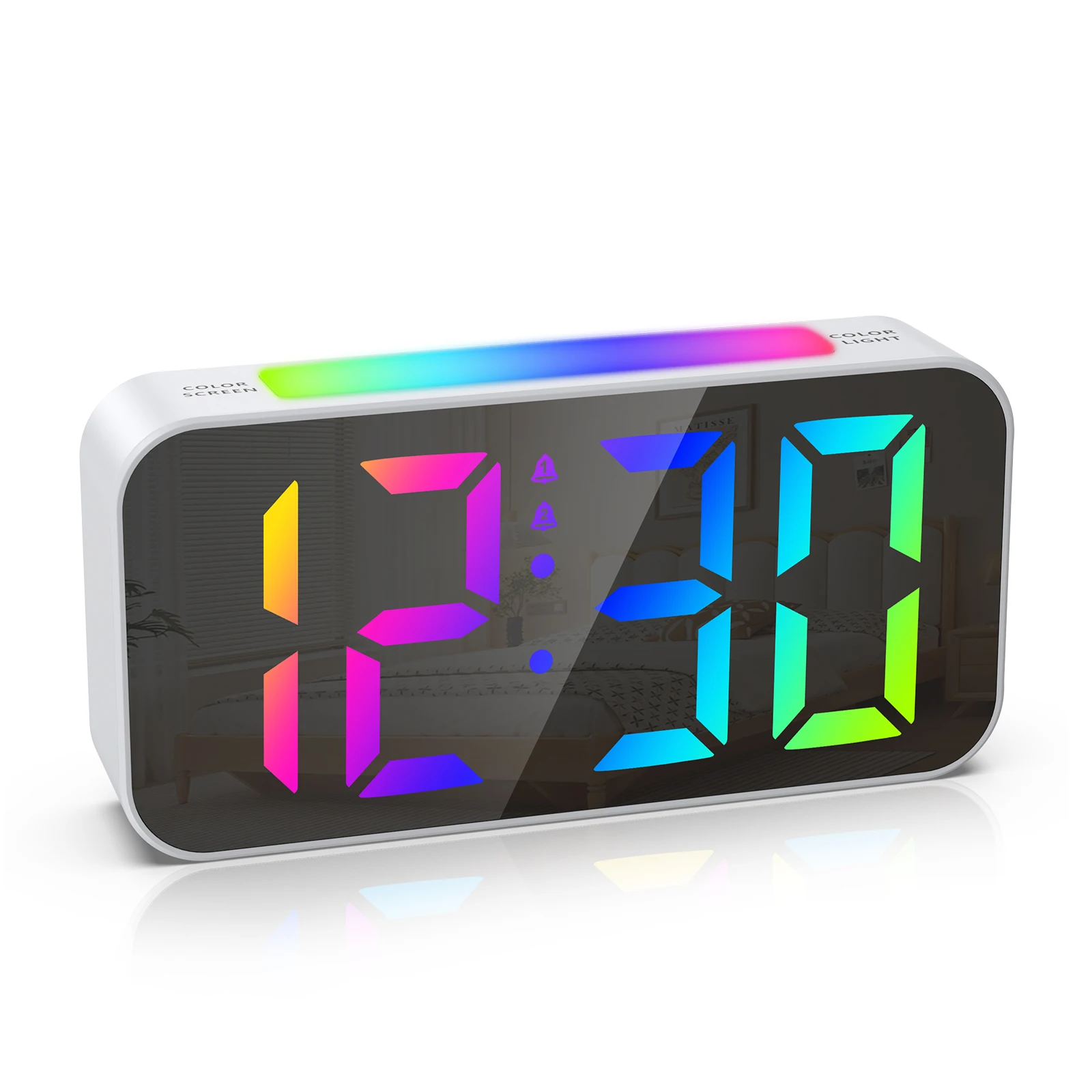 ORIA-Digital-Alarm-Clock-RGB-LED-Colorful-Clocks-Loud-Alarm-Clocks-with ...