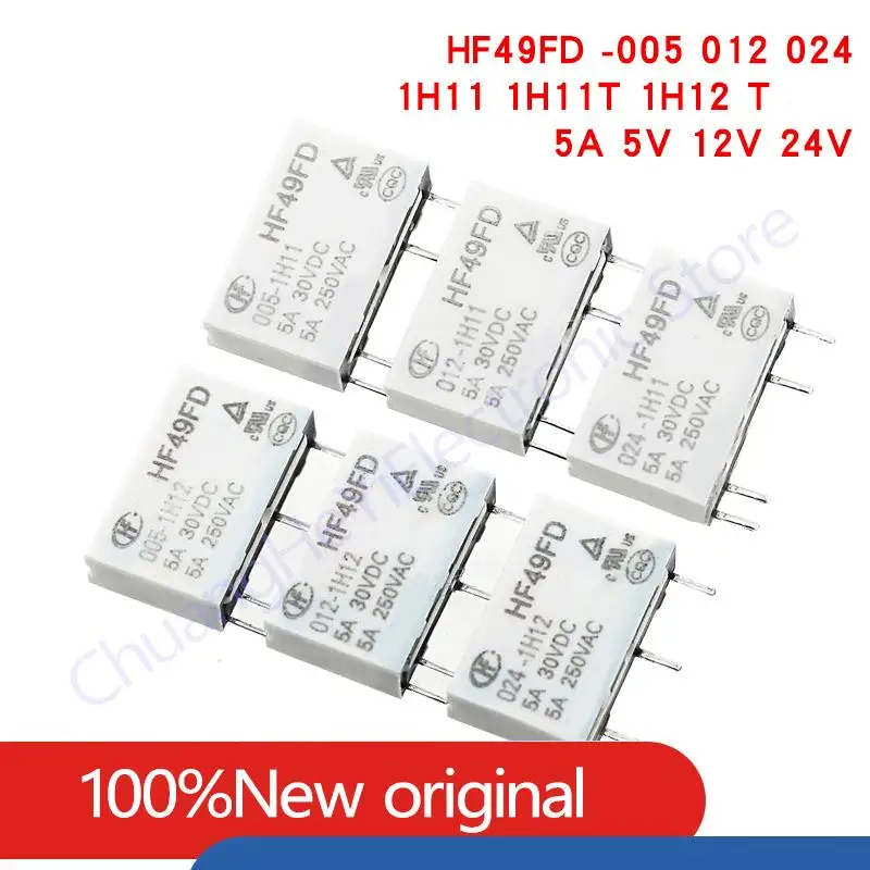 5Pcs-HF49FD-Industrial-relay-HF49FD-005-1H11-HF49FD-012-1H11-HF49FD-024 ...