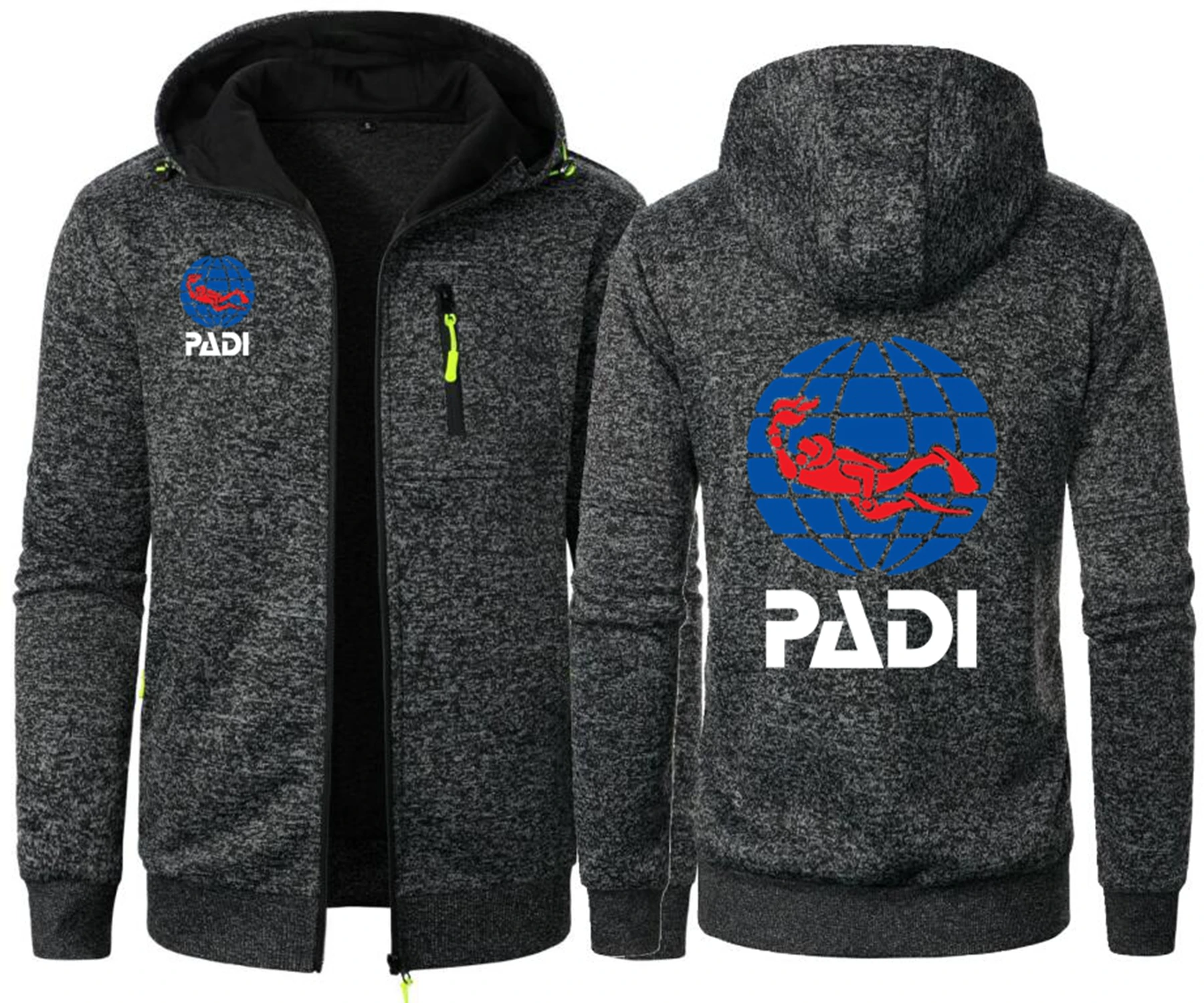 Scuba Driver Padi Men Hooded Sweatshirt Sports Casual Zipper Fashion ...