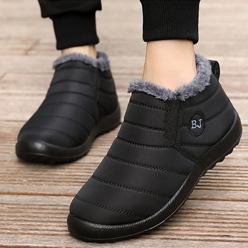 Men Boots Waterproof Winter Shoes For Men Slip On Ankle Boots Keep Warm ...
